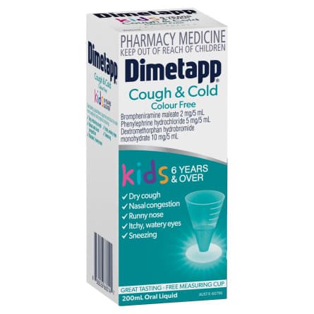 Buy Dimetapp Dm Cold and Cough Colour Free Elixir 200mL online at ...