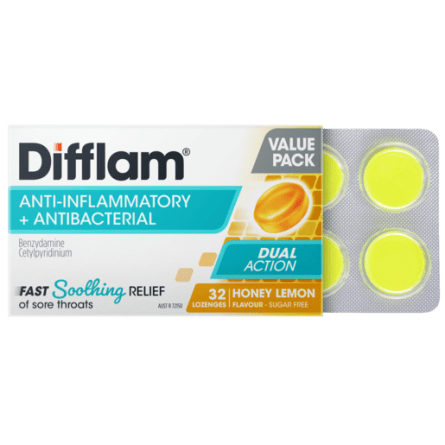 Buy Difflam Lozenge Dual Action Honey Lemon 32 online at Cincotta ...