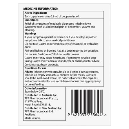 Buy Gastro-Mint IBS Relief Capsules 60 online at Cincotta Discount Chemist