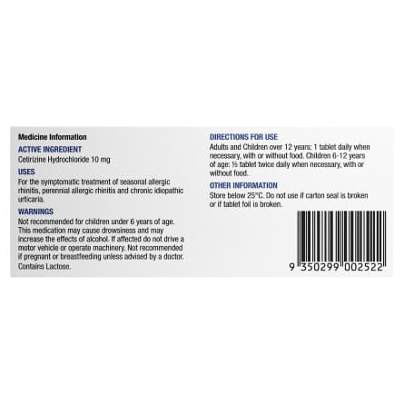 Buy Chemist Own C-Zine Tab 10mg 10 online at Cincotta Discount Chemist