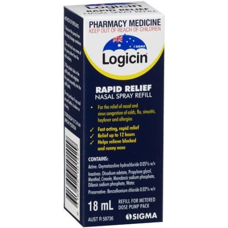 Buy Logicin Nasal Spray Refill 18mL online at Cincotta